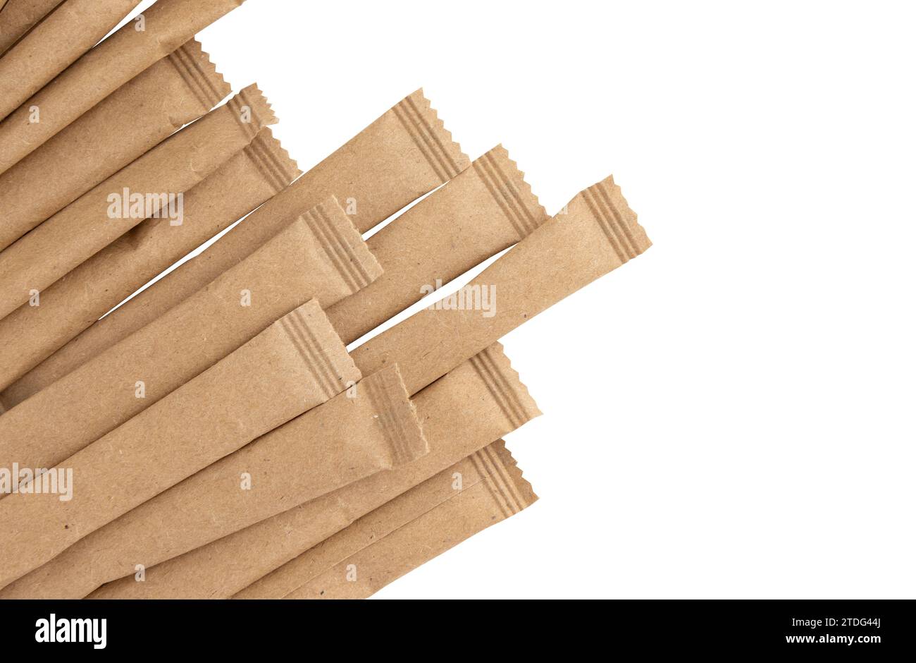heap of sugar sticks, sugar in paper kraft packaging, mock up for ...