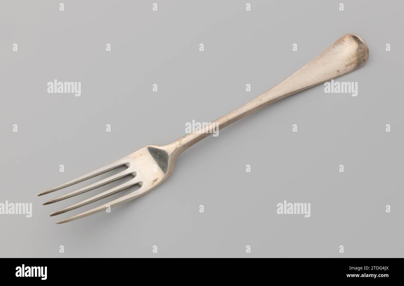 Vork van Zilver, Dirk van Gameren, 1764 Fork of silver, with 4 teeth ...