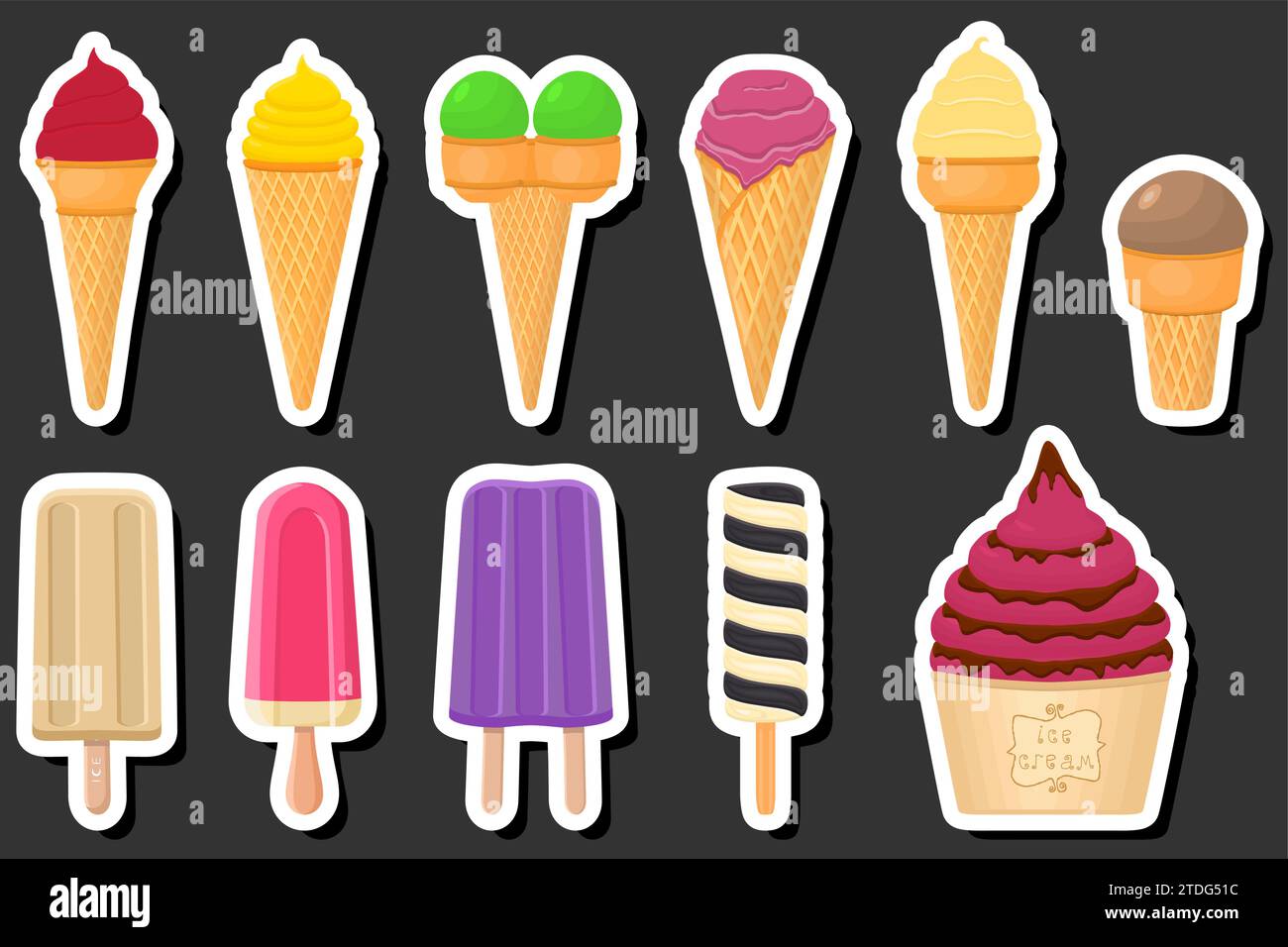 Illustration On Theme Big Kit Ice Cream Popsicle Different Types In
