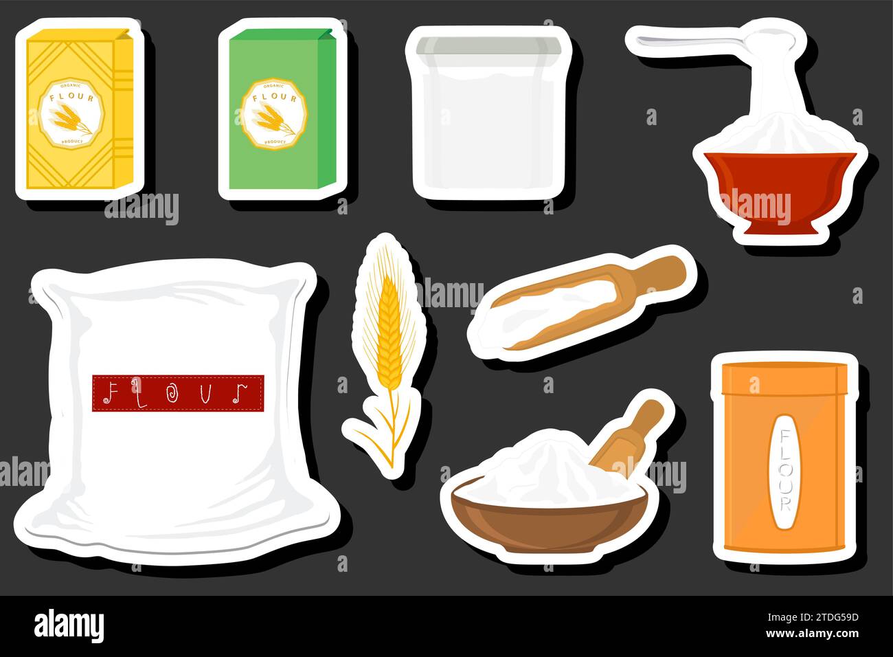 Illustration on theme big set different types dishware filled wheat ...