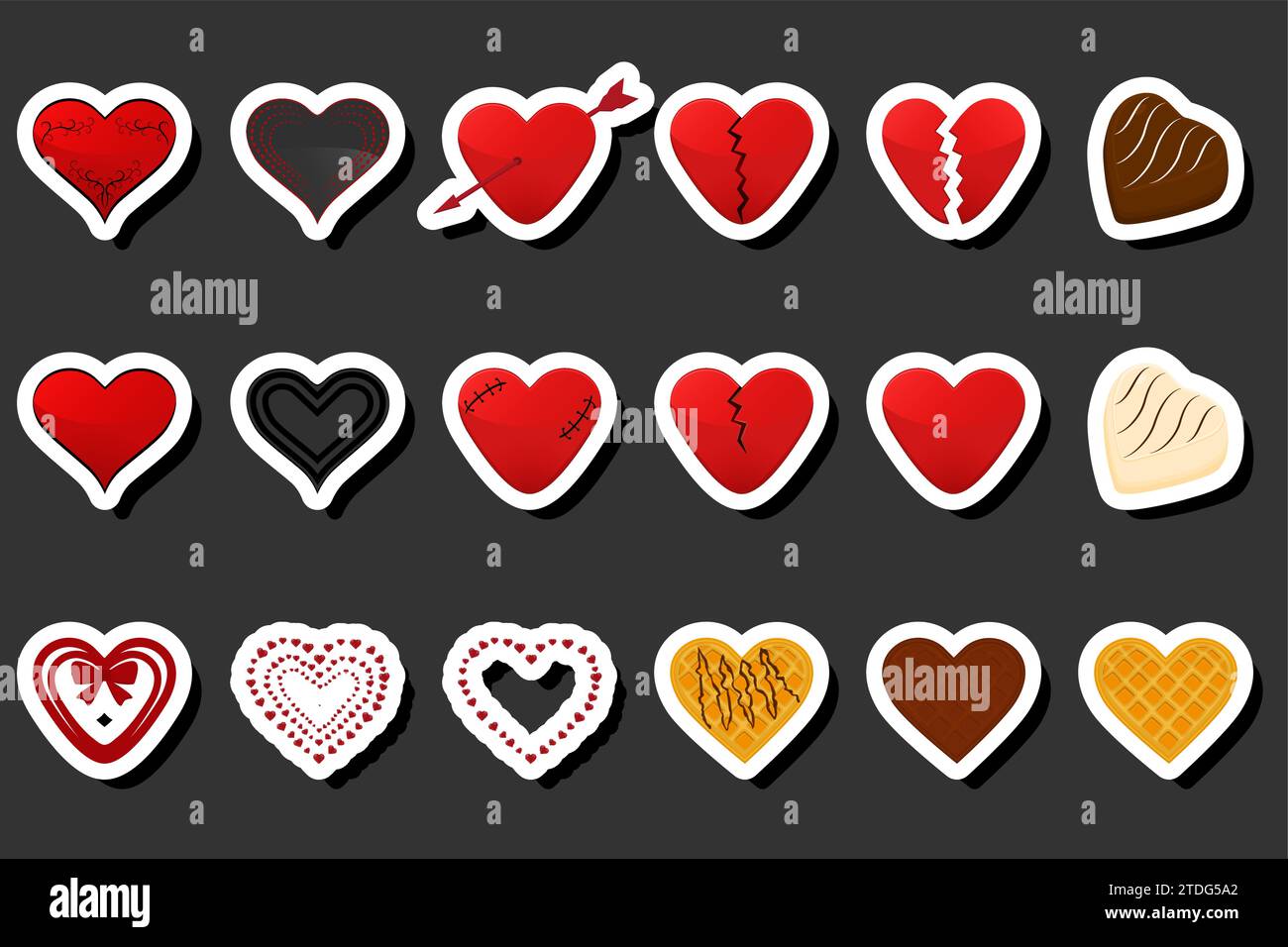 Illustration on theme beautiful big set sweet chocolate candy heart ...