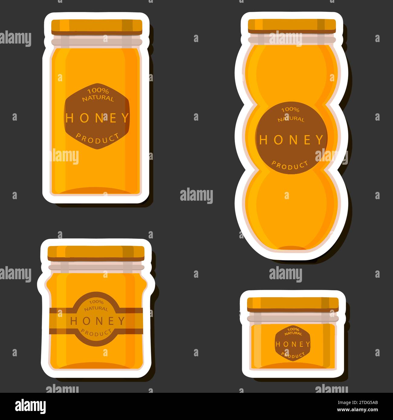 Illustration on theme sugary flowing down honey in honeycomb with bee ...
