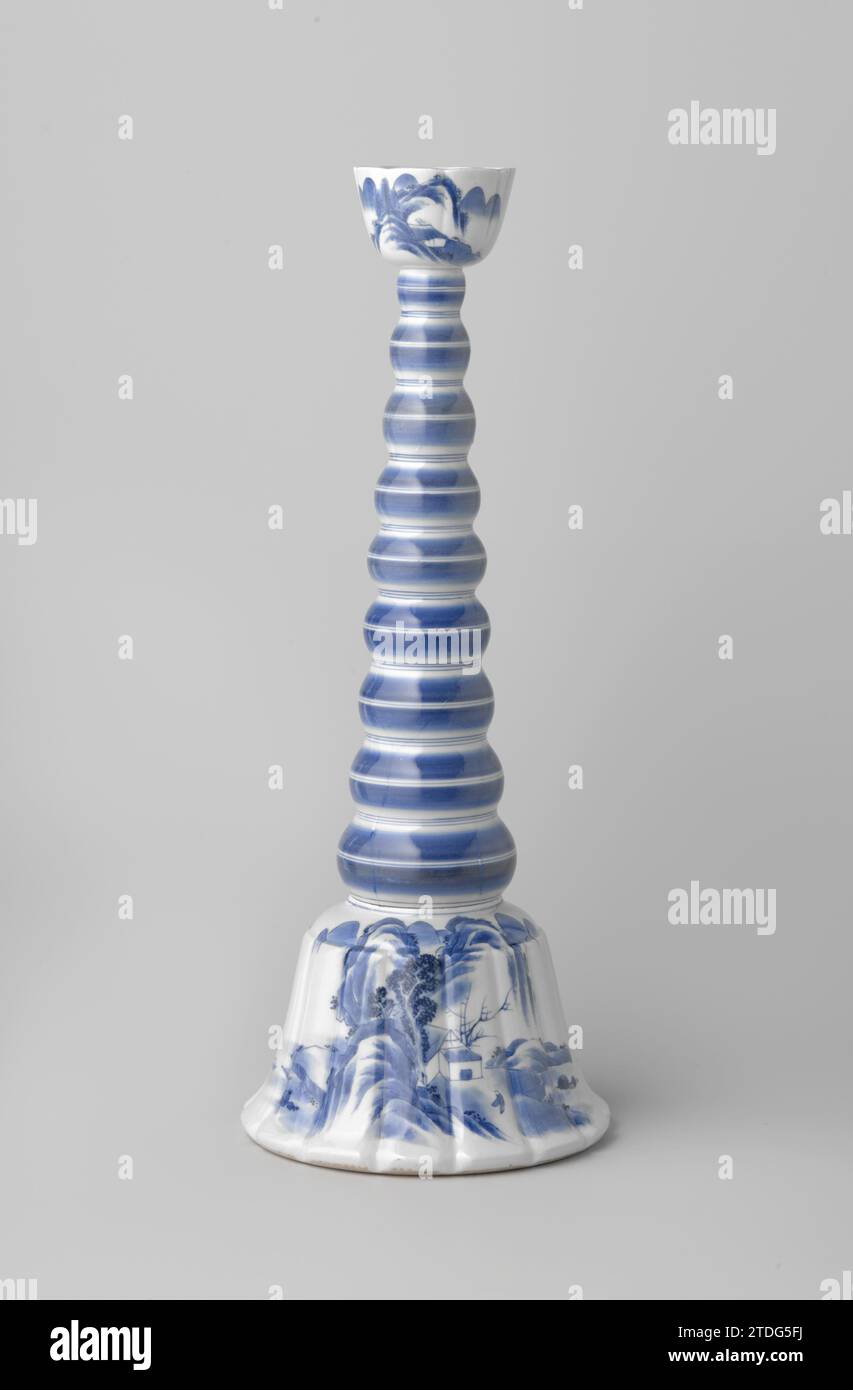 Candlestick with a conical bulb stem and candleholder and base with a ...
