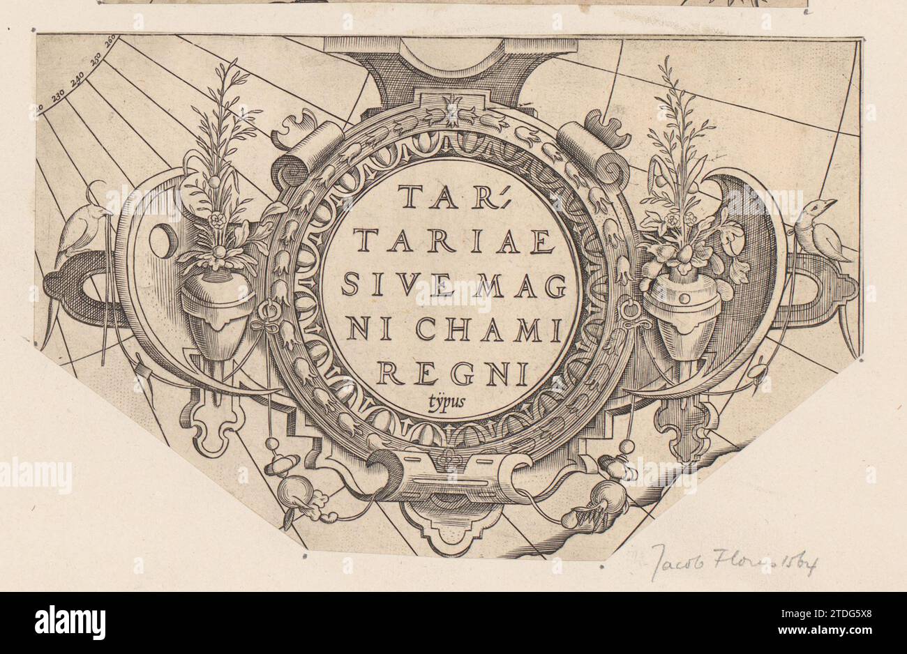 Cartouche with two flower vases, 1570 Round cartouche. The edge ...