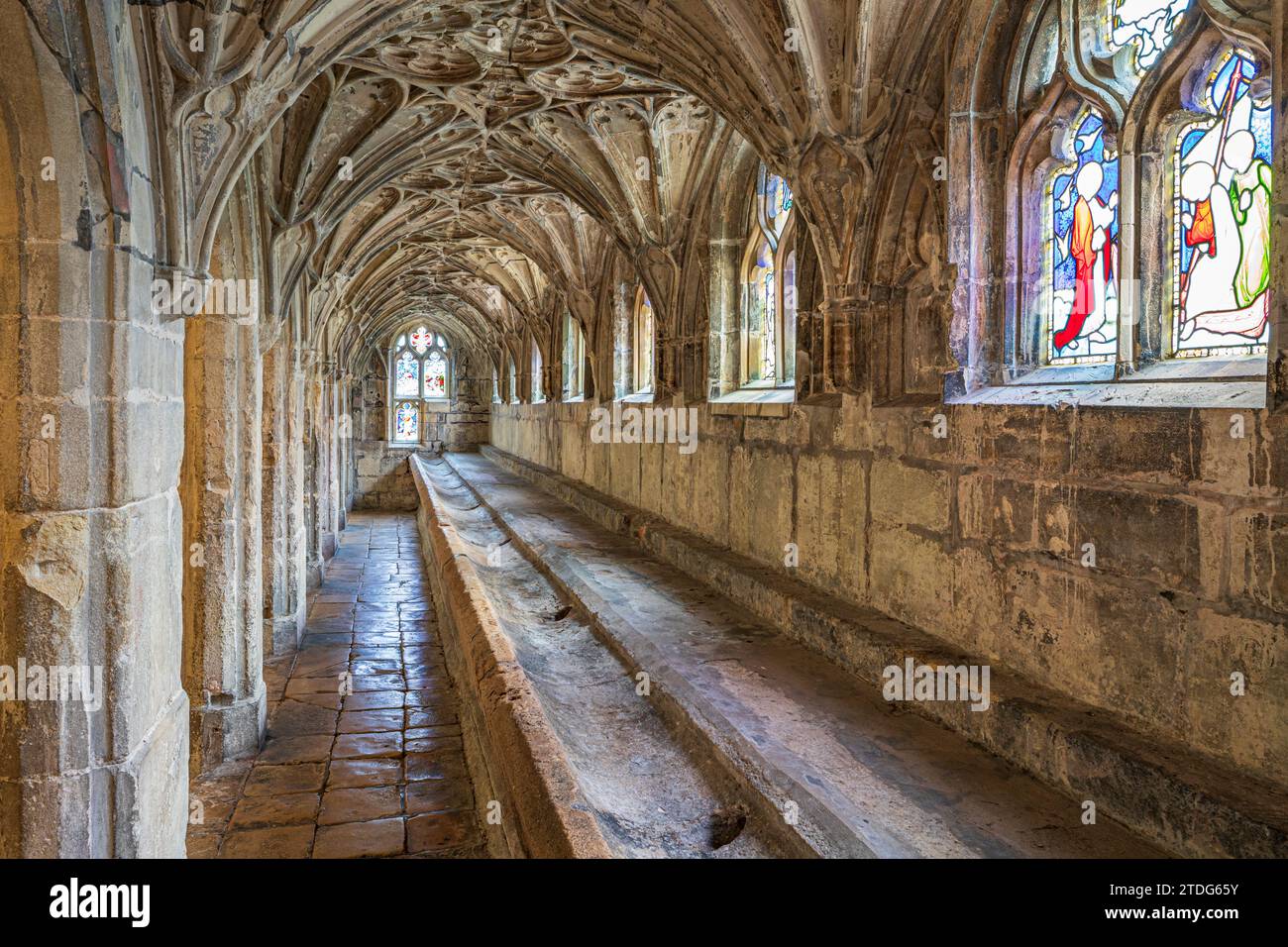 The 14th century lavatorium (monks' washing place) in the north walk of ...