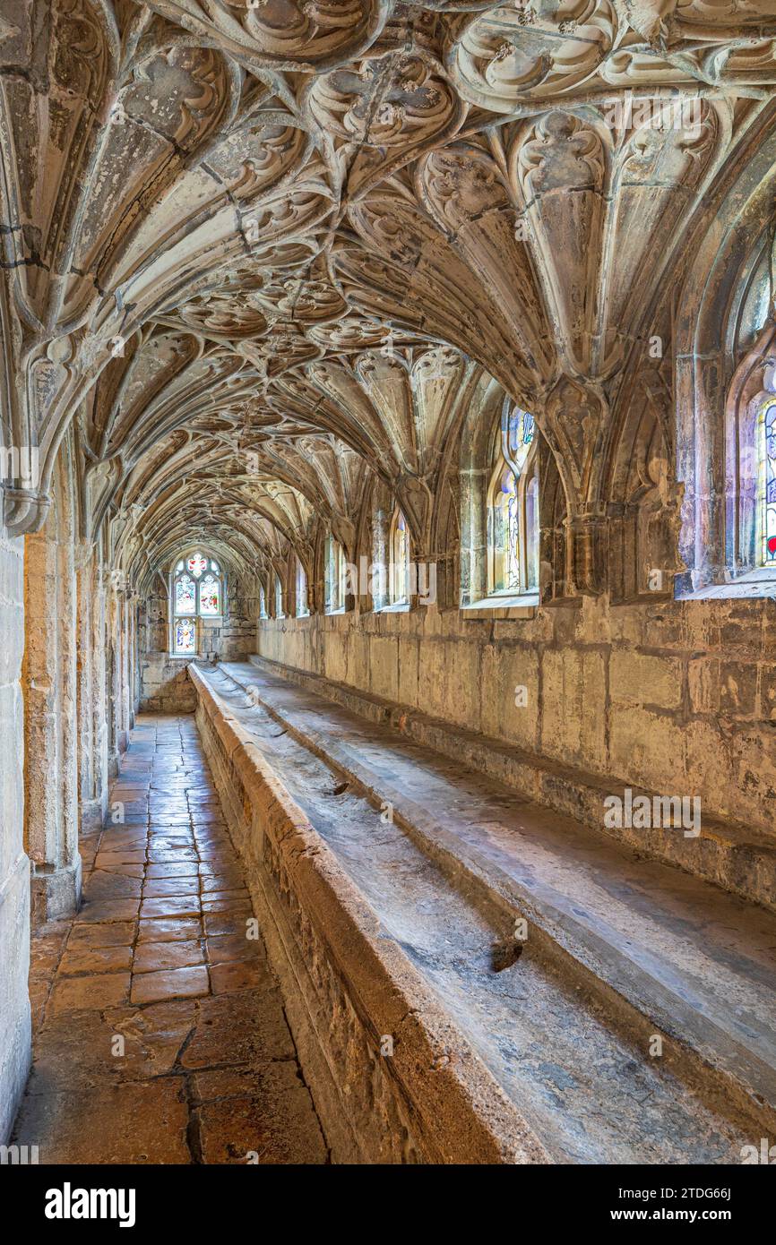 The 14th century lavatorium (monks' washing place) in the north walk of ...