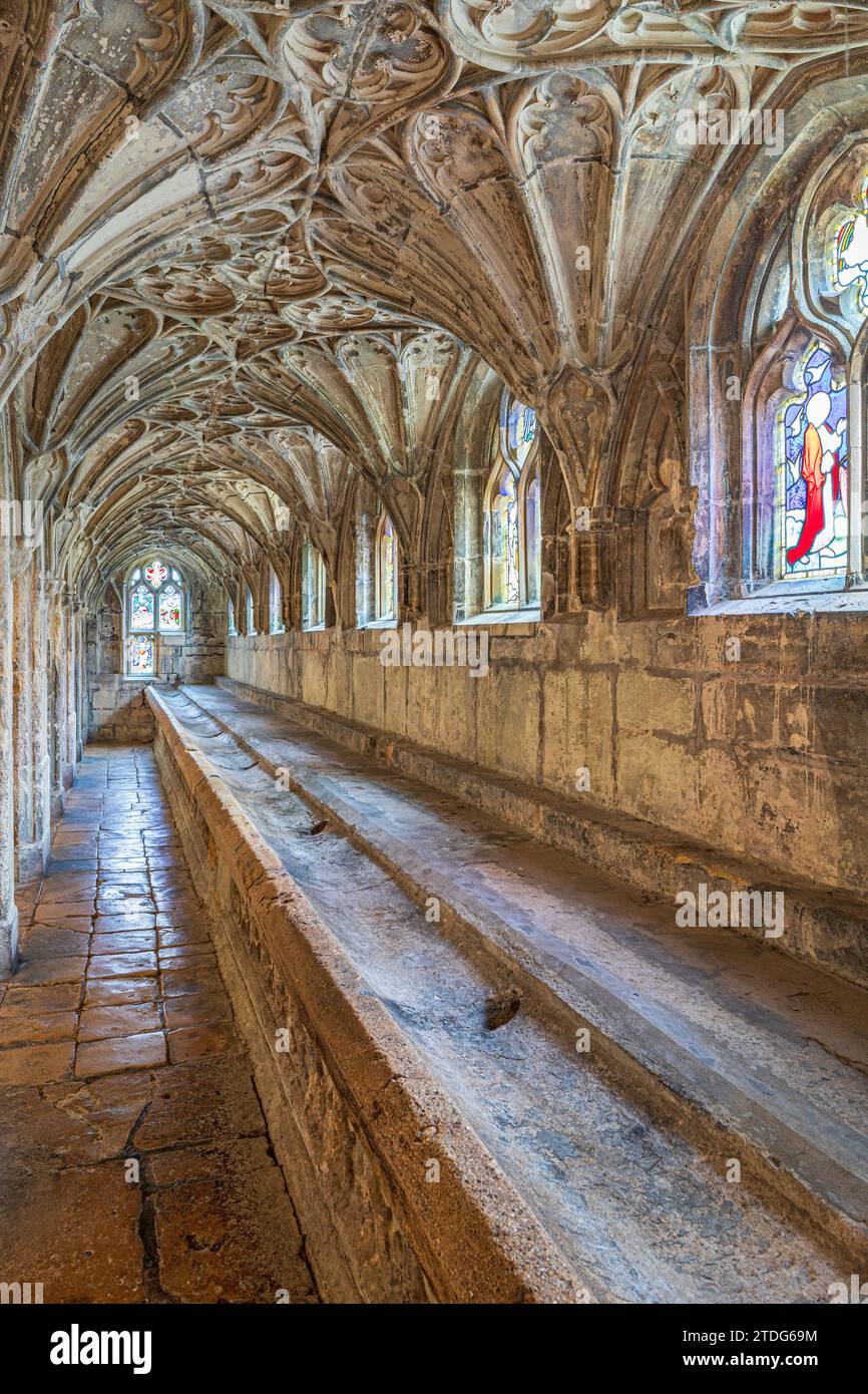 The 14th century lavatorium (monks' washing place) in the north walk of ...