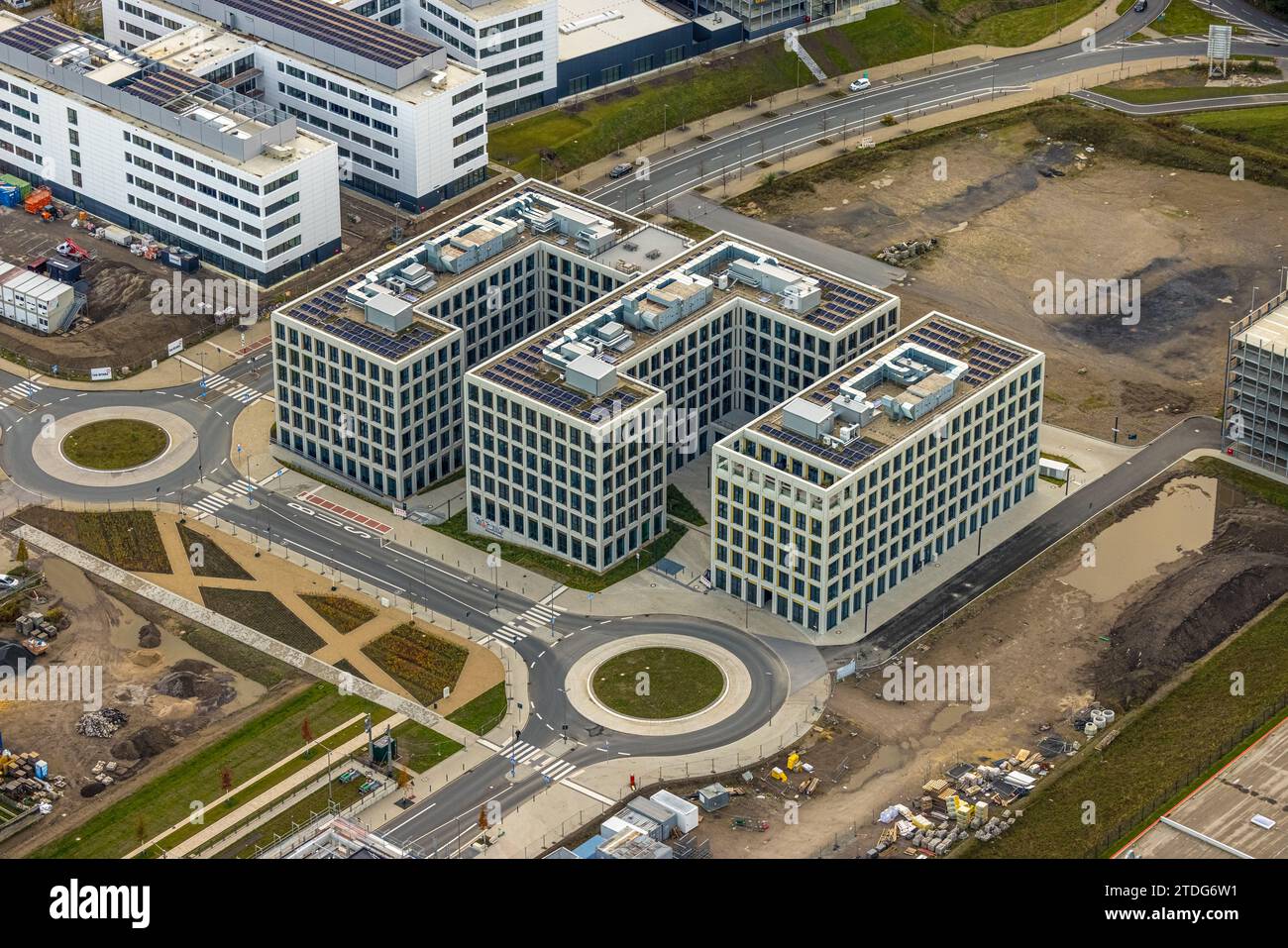Aerial view, large construction site Mark 51/7, O-Werk Campus and new ...