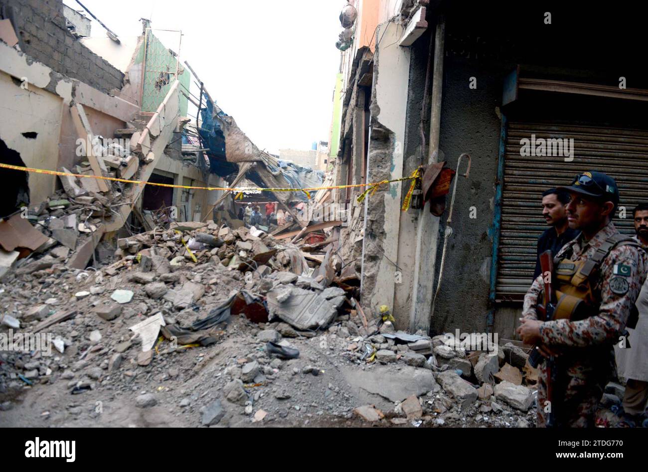 View of damages after building collapsed due to gas cylinder blast ...