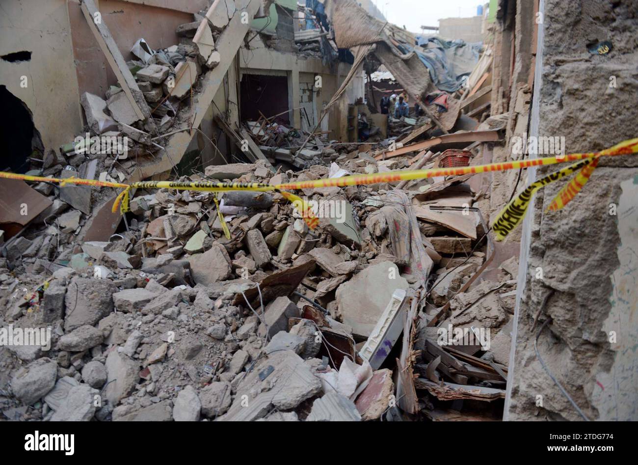 View of damages after building collapsed due to gas cylinder blast ...