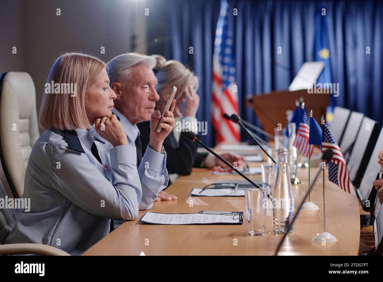 Press conference microphones table hi-res stock photography and images ...