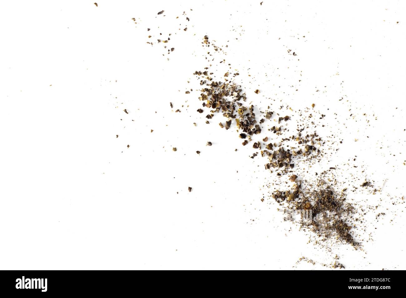 Ground black pepper isolated on white background. Top view, flat lay ...