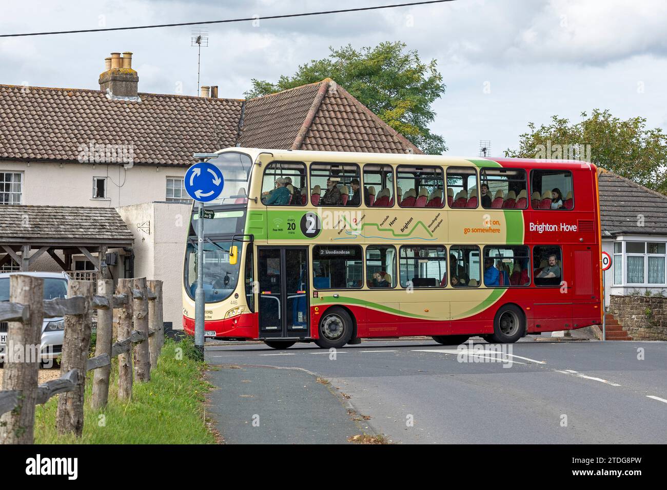Double-decker bus, Upper Beeding, South Downs, West Sussex, England ...
