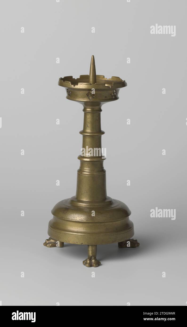 Candlestick with profiled foot and trunk, resting on three claw legs ...