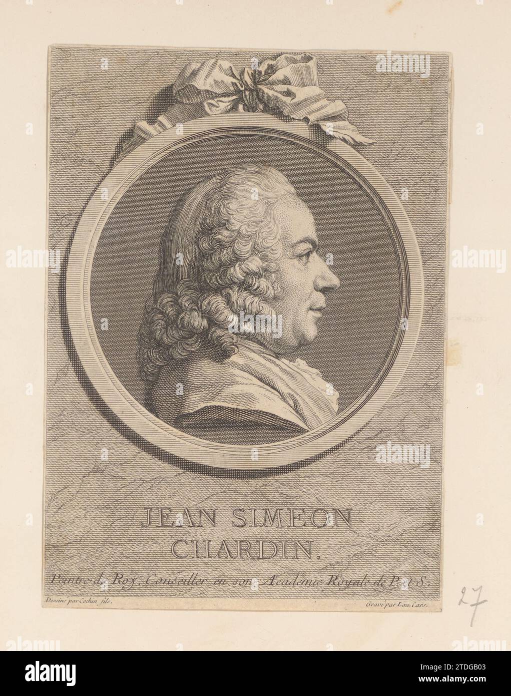 Portret van Jean Baptiste Simeon Chardin, Laurent Cars, after Charles ...