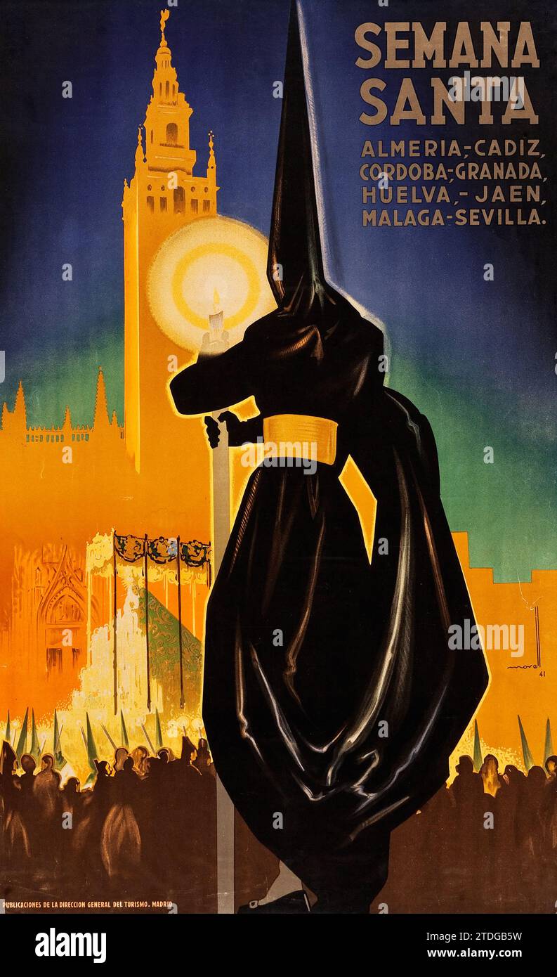 Semana Santa in Spain (1941). Travel Poster - Almeria, Cadiz, Cordoba ...
