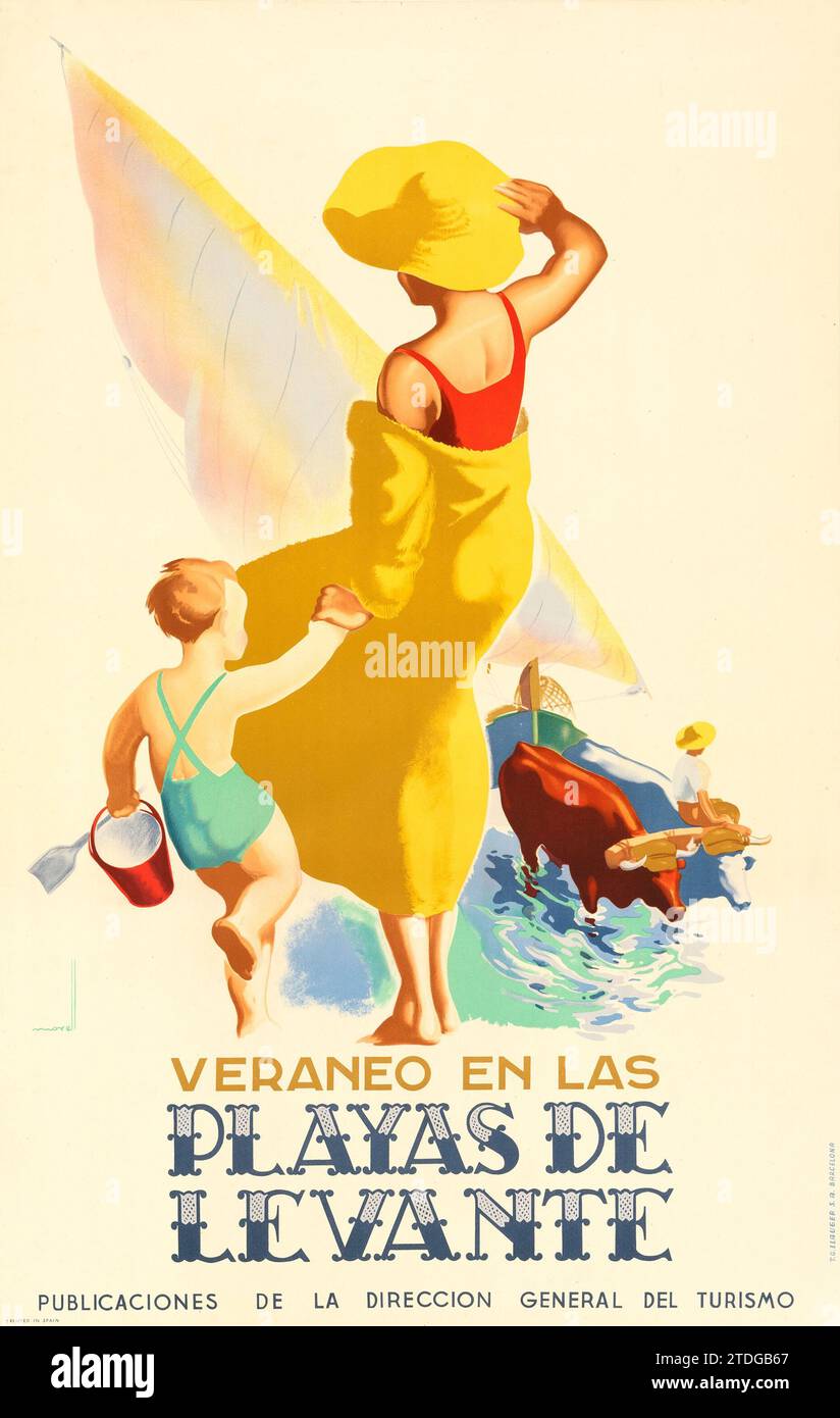 Vintage spanish travel poster - Verano en las Playas de Levante (La ...