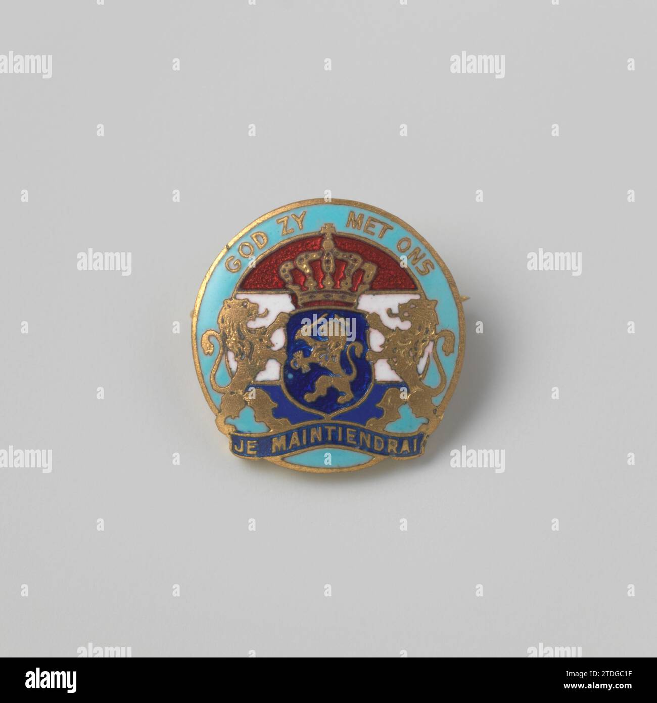 Eamed metal brooch with the Dutch weapon, c. 1940 - c. 1945 Brooch of ...