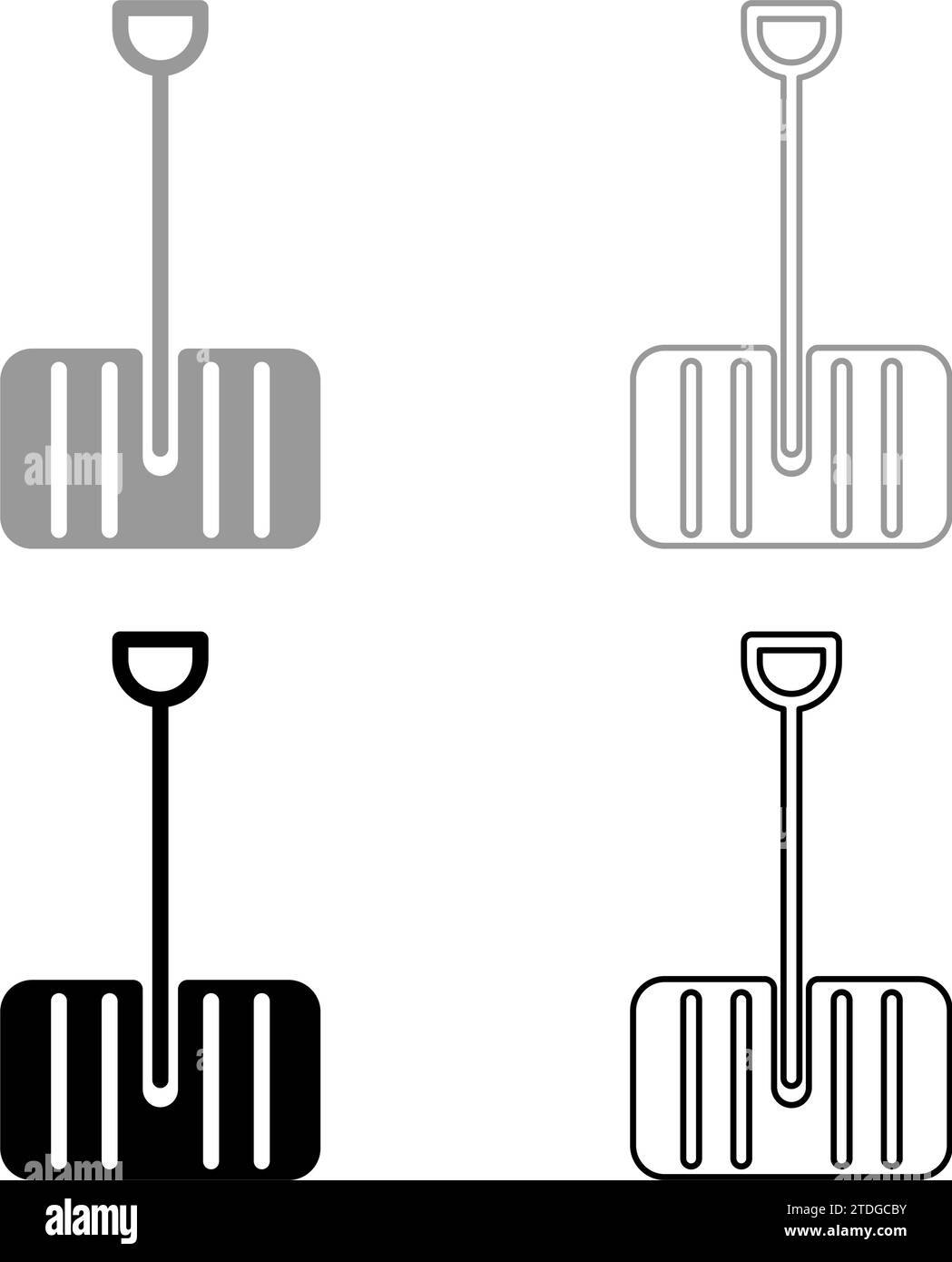Winter snow shovel clearing set icon grey black color vector ...