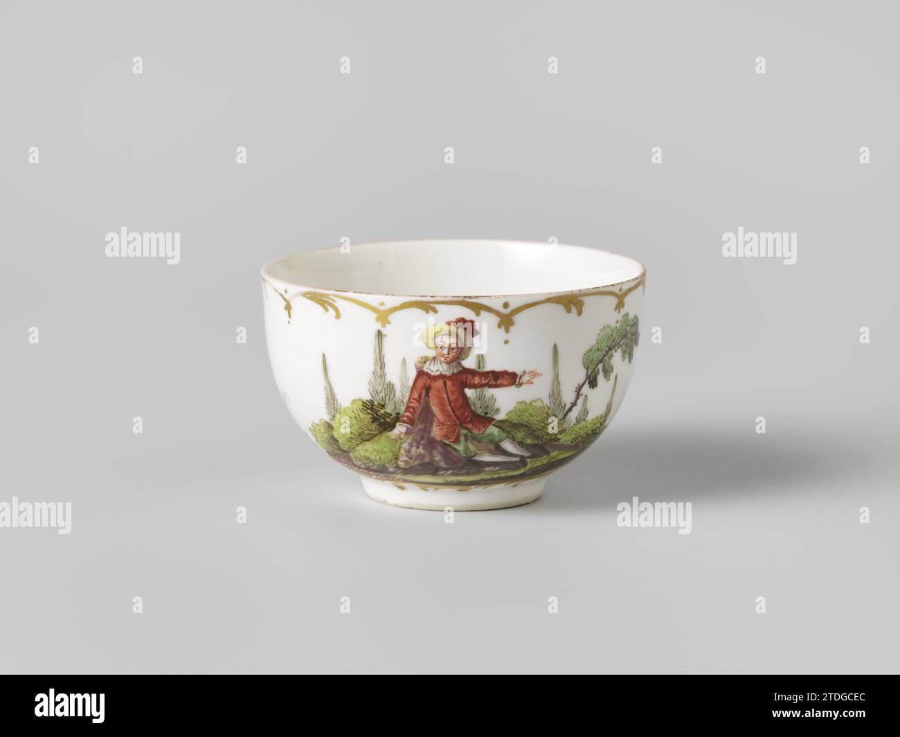 Head, painted with figures in landscapes. Part of a service, Weesper ...