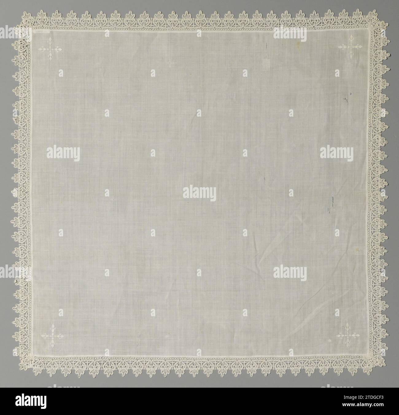 Corporal or chalice cloth of linen with an embroidered cross in each ...