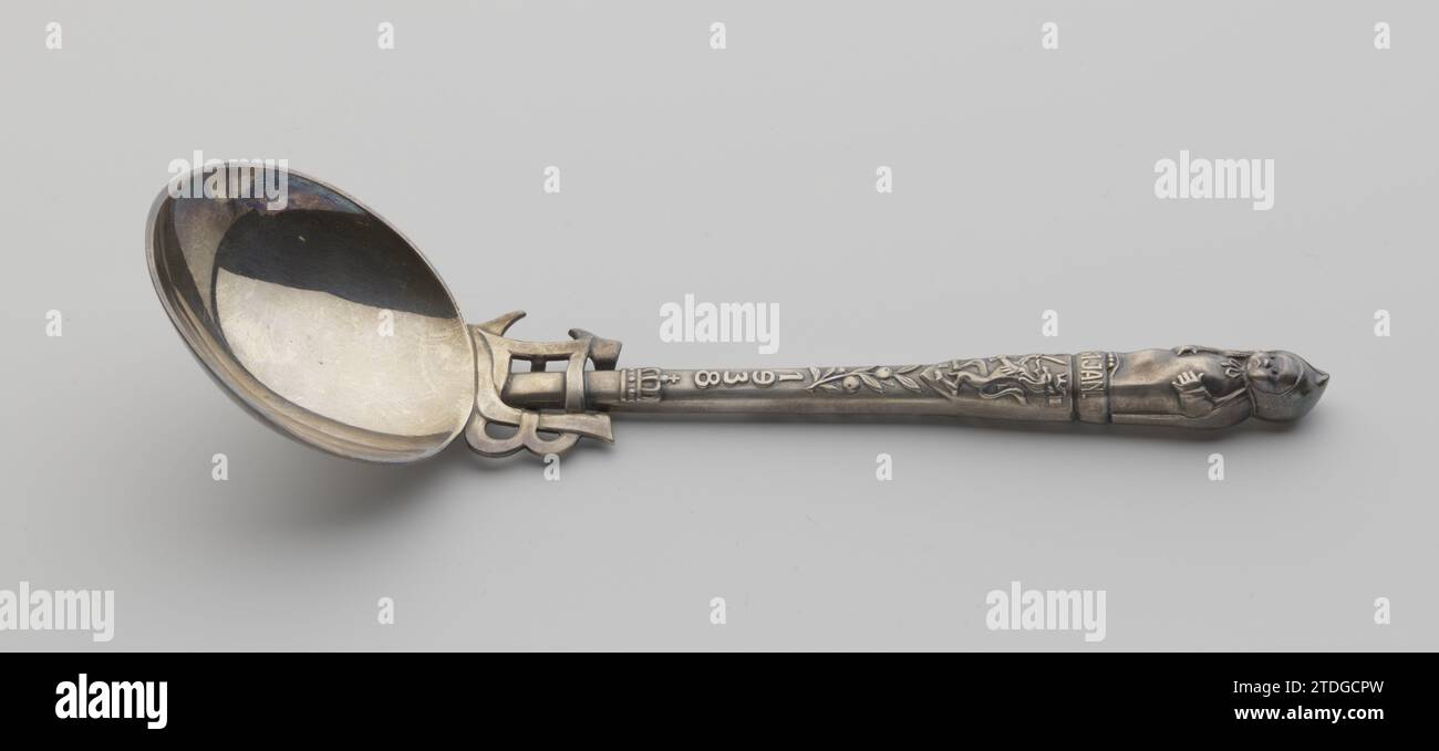 Birth spoon decorated on the steel and equipped with a monogram, Gerrit ...