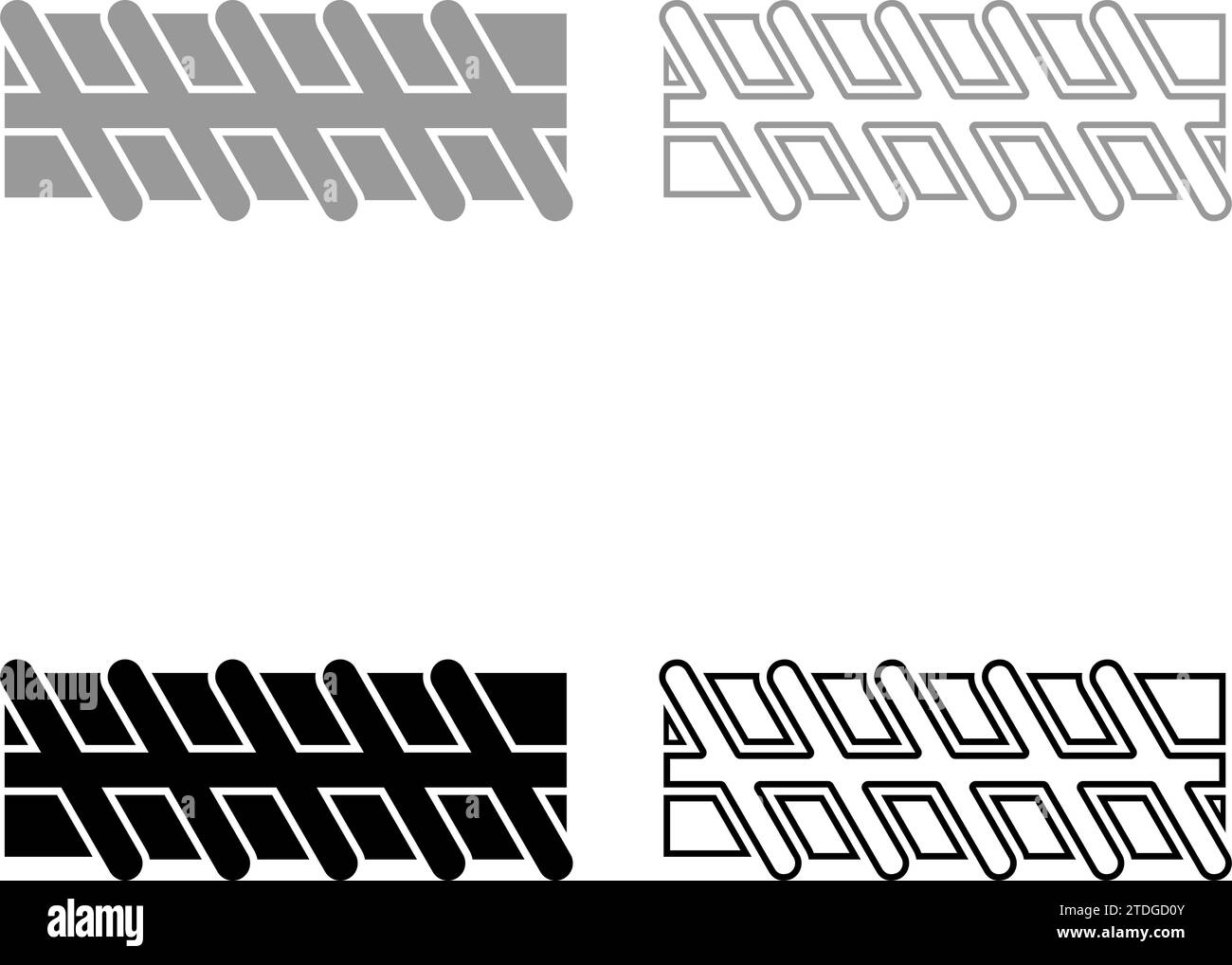 Reinforcement bar rebar ribbed metal rod set icon grey black color ...