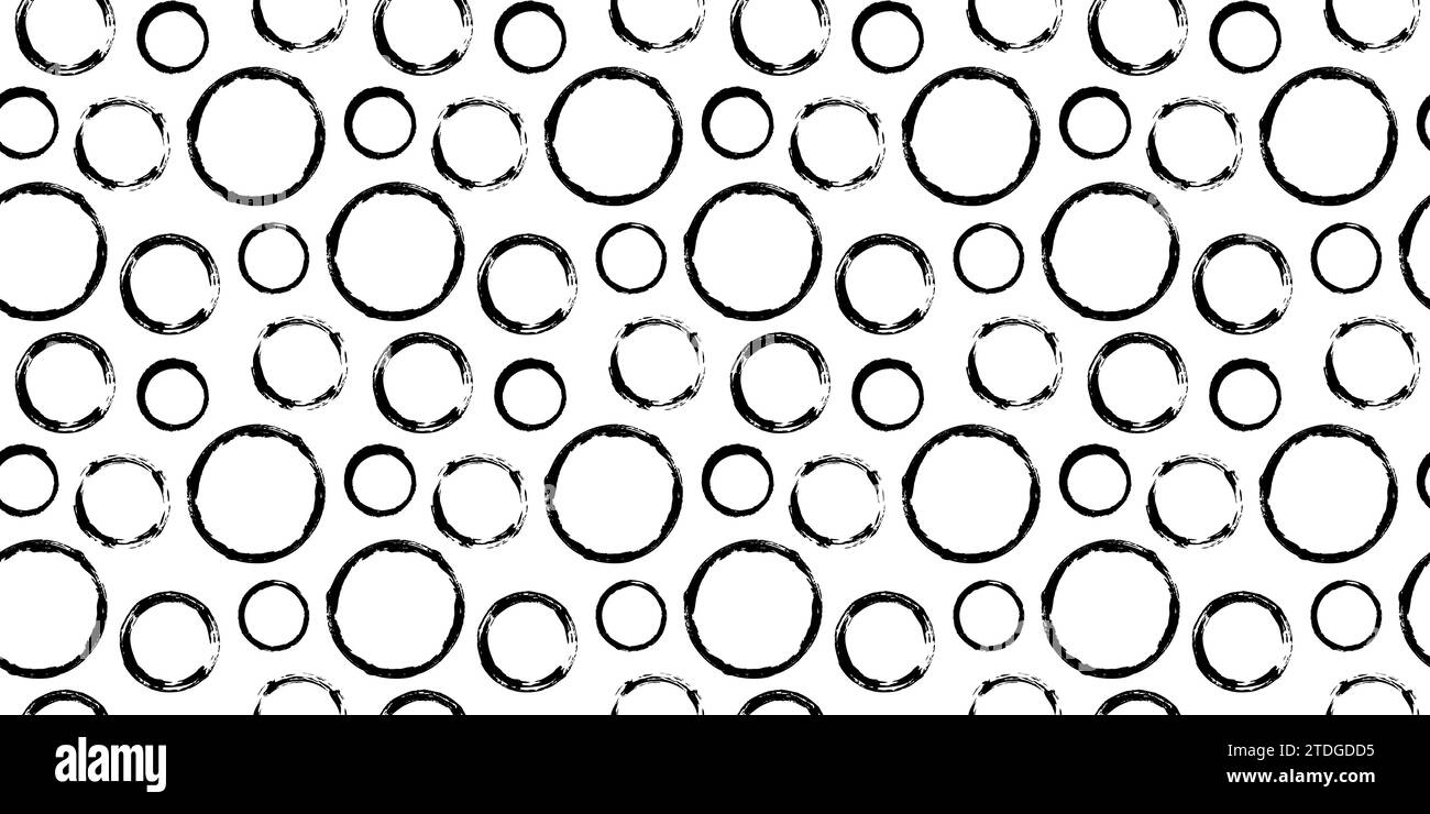 Seamless pattern with grunge circles hand painted with ink. Vector ...