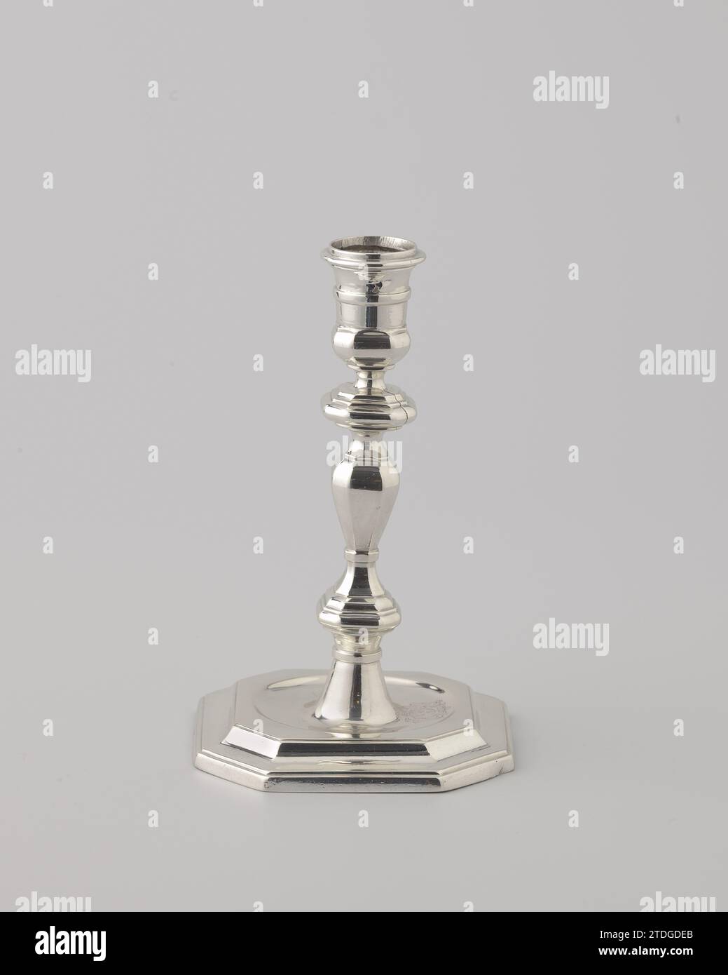 Candlestick, Bernardus Coolhaas, 1728 Silver candlestick, on a square ...