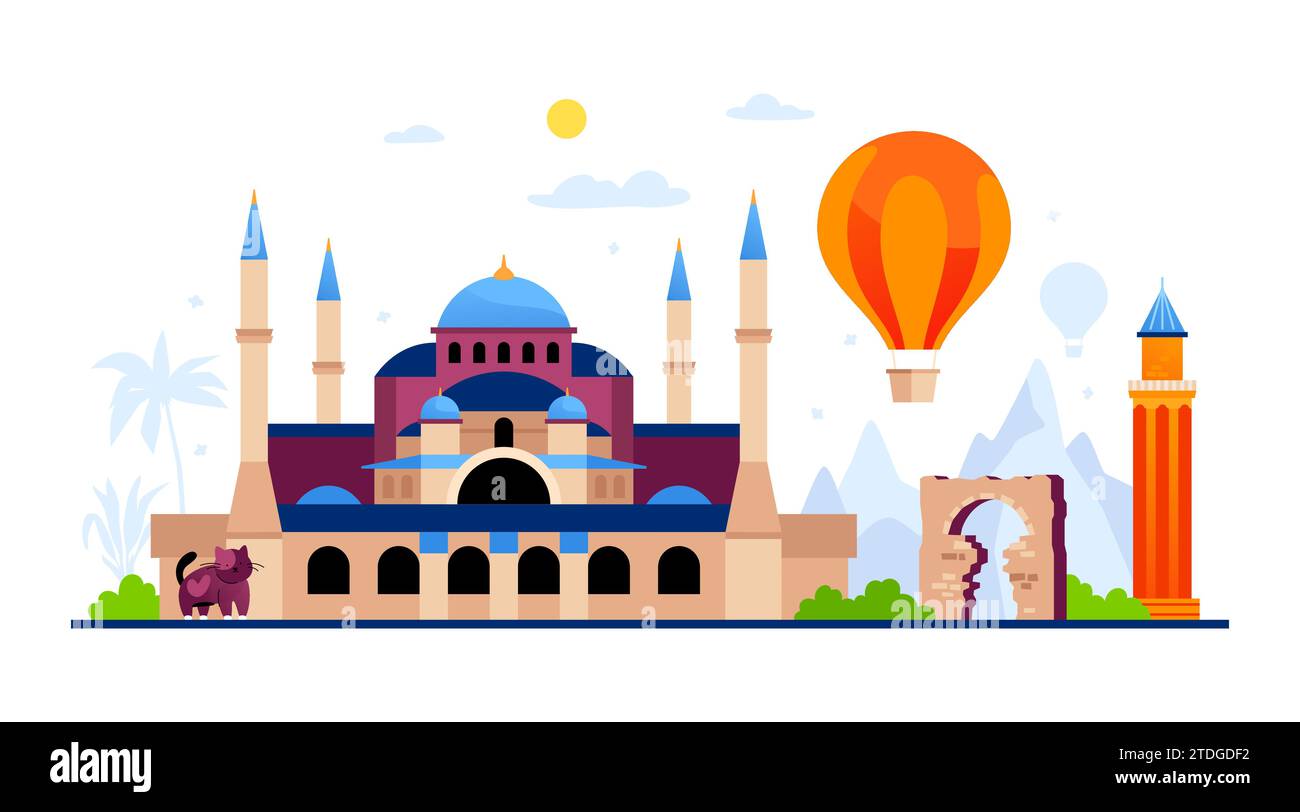 Hagia Sophia Grand Mosque - modern colored vector illustration Stock ...
