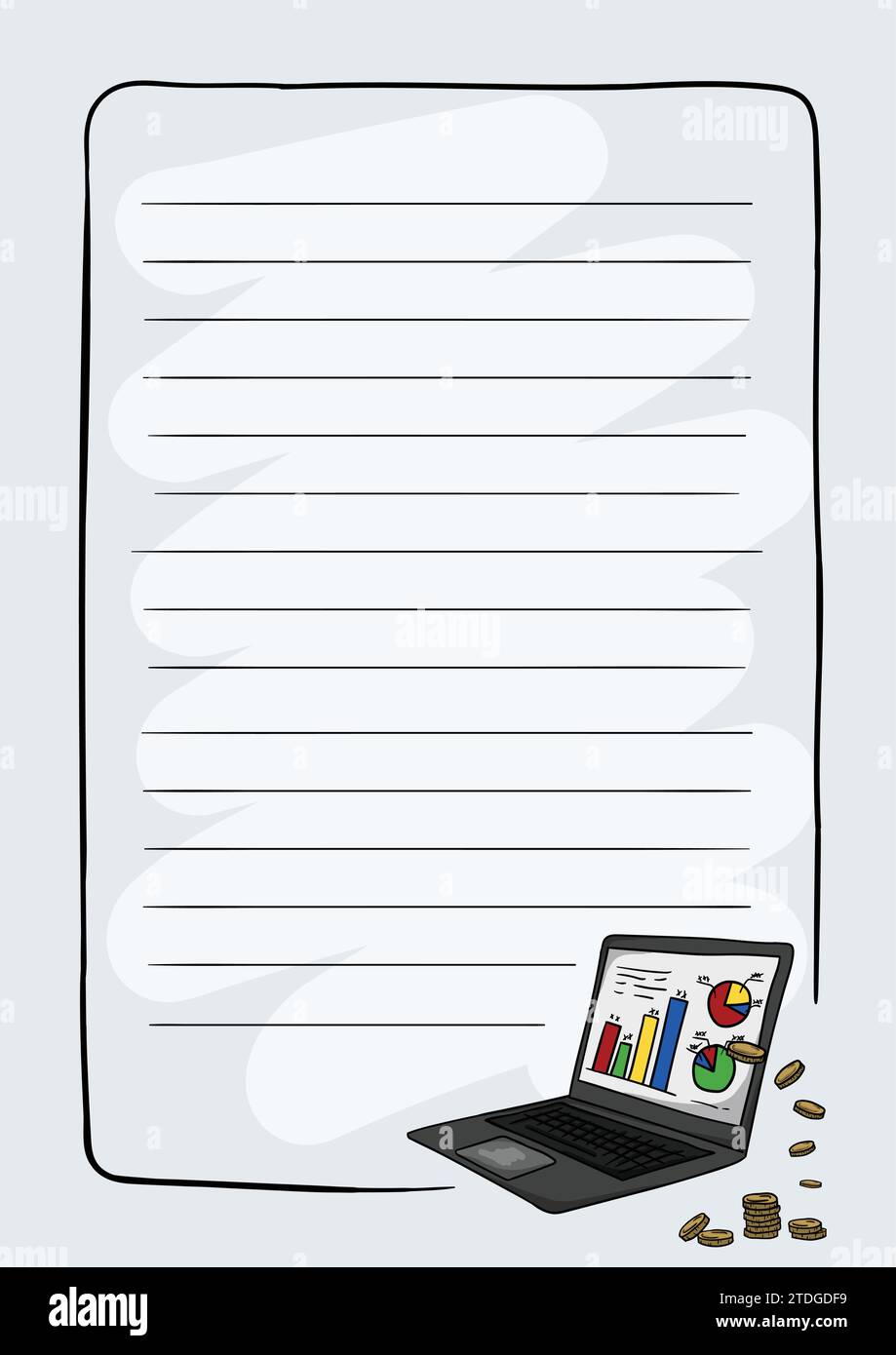 Vector Notebook Template for Business with Financial Elements Stock ...