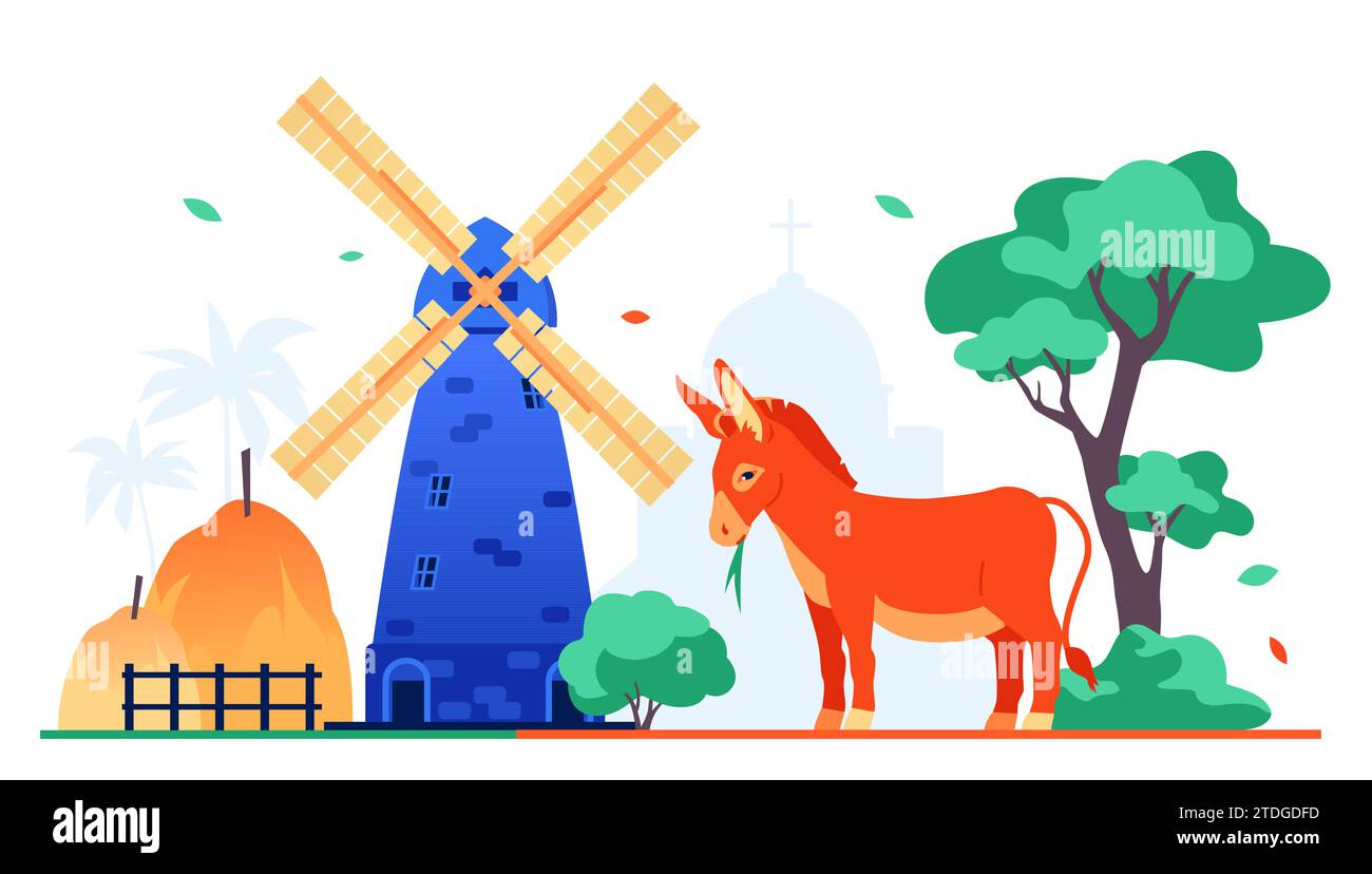 Village life in Israel - modern colored vector illustration Stock ...