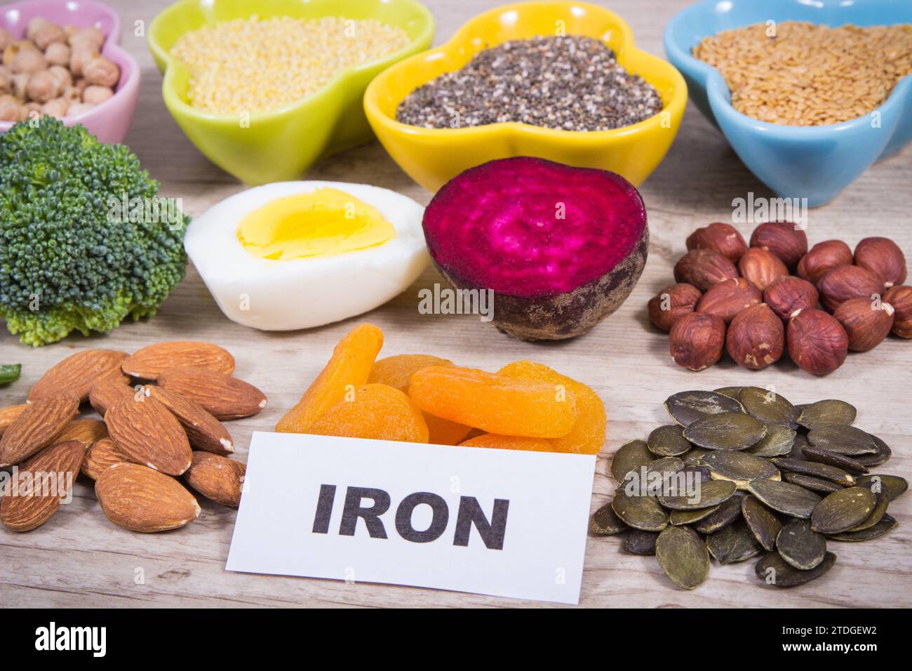 Healthy various nutritious ingredients as source natural iron, minerals ...