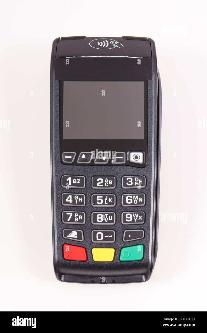 Payment terminal, credit card reader using for cashless paying. Finance ...