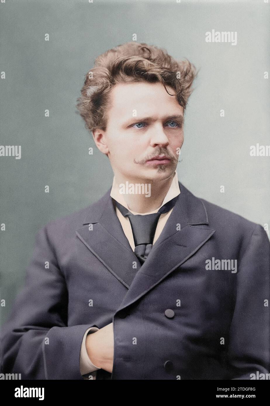 Portrait of Swedish author August Strindberg. Year: 1881. Photographer ...