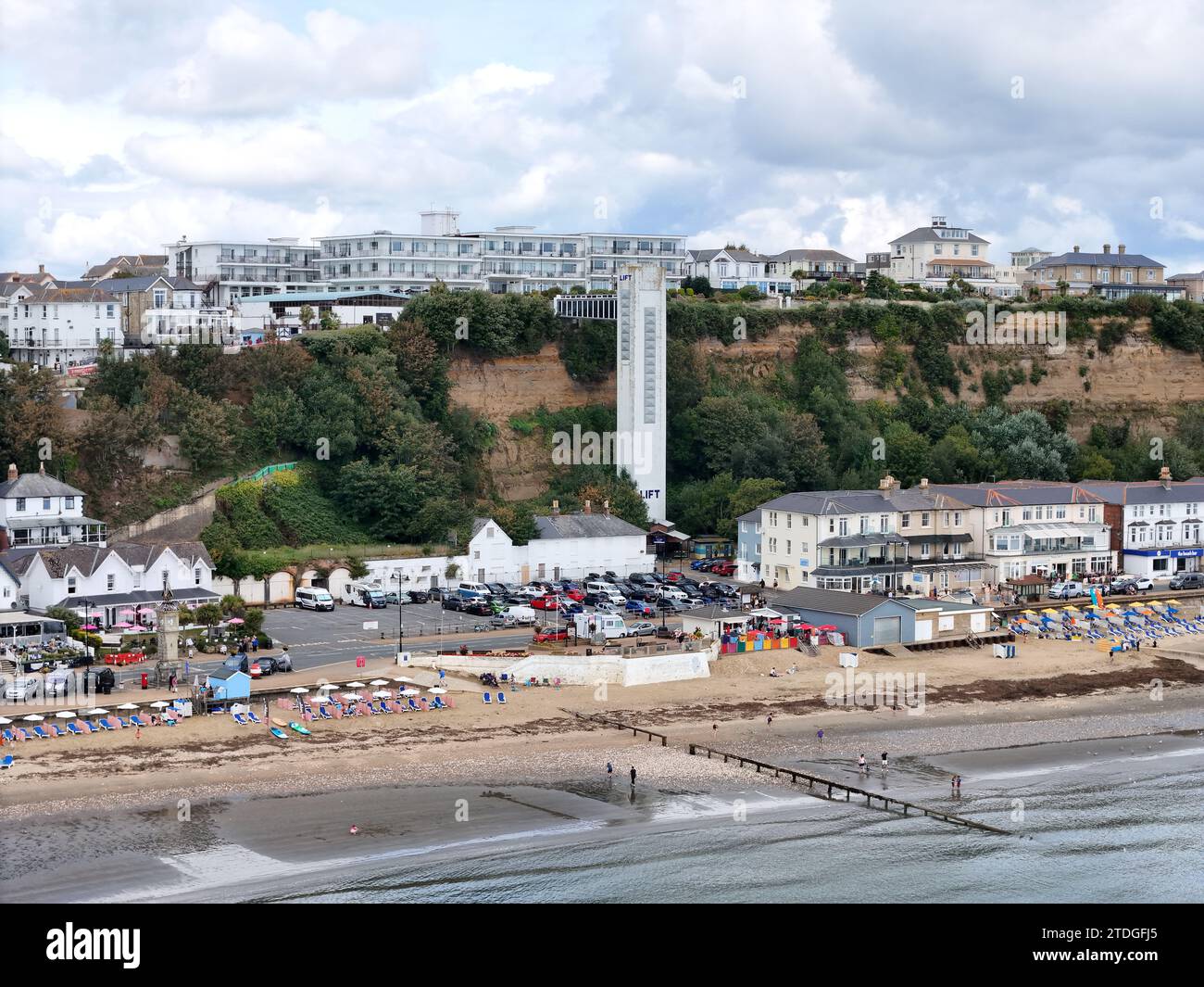 Cliff lift Shanklin Isle of Wight UK drone, aerial Stock Photo - Alamy