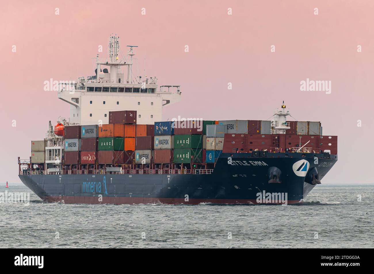 Containership LITTLE EMMA at the KIel Fjord Stock Photo - Alamy
