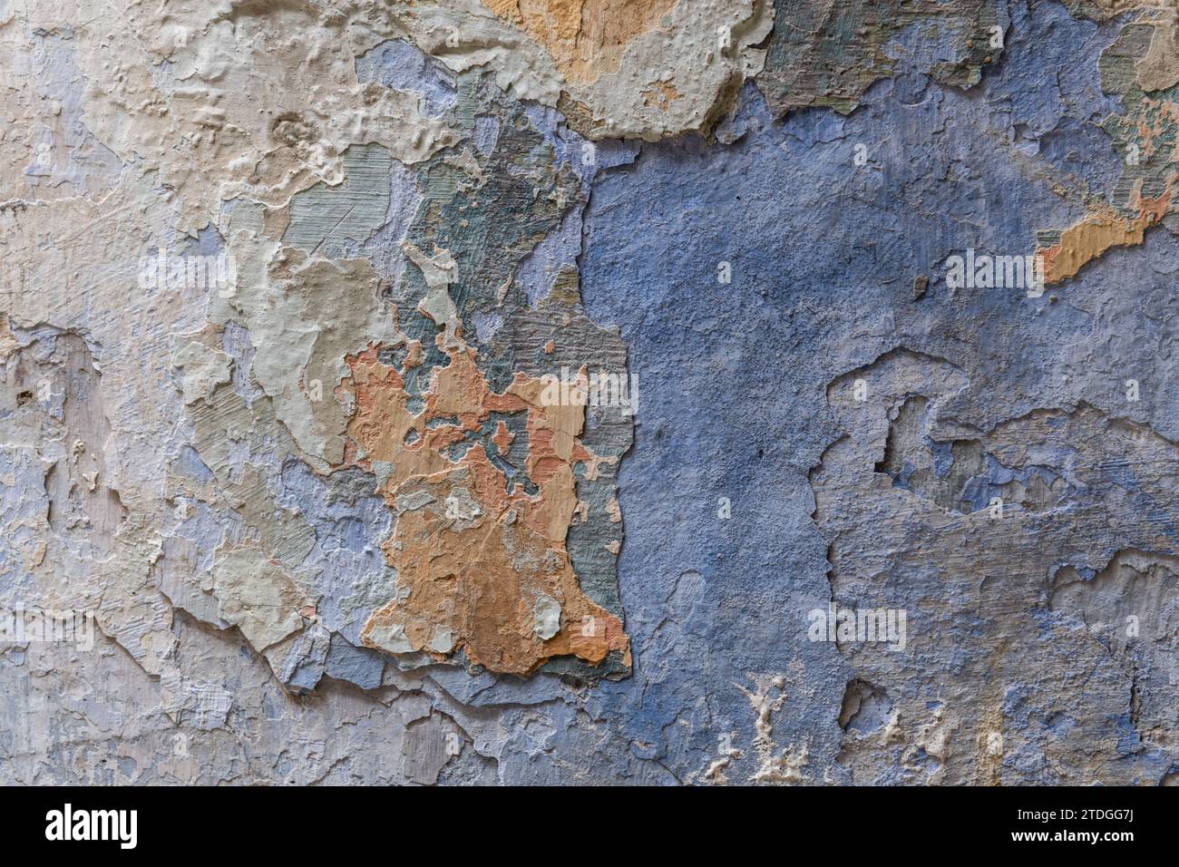 Abstract, detail, colorful pattern of multi-colored peeling paint ...