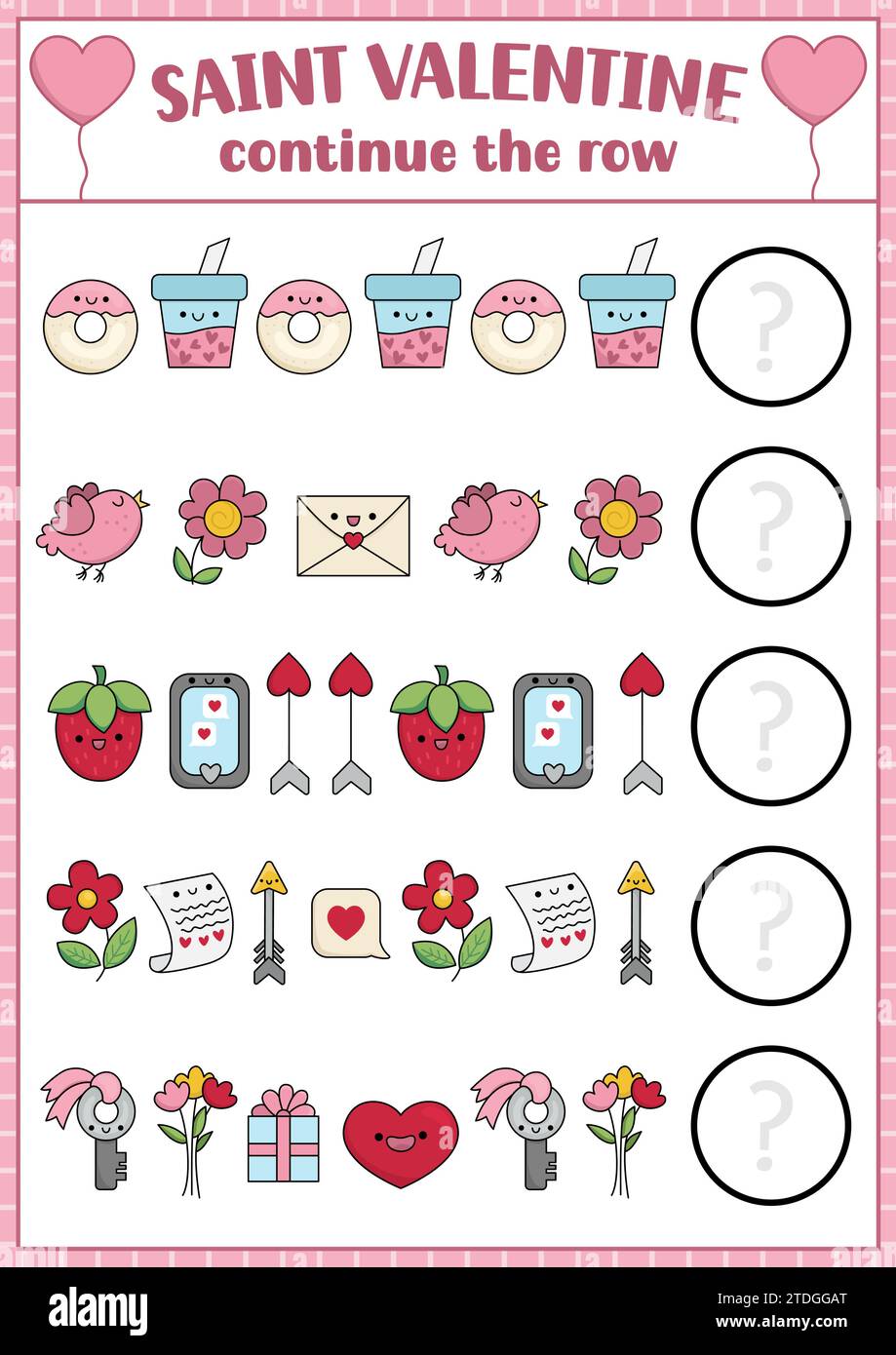 What comes next. Saint Valentine matching activity for preschool ...