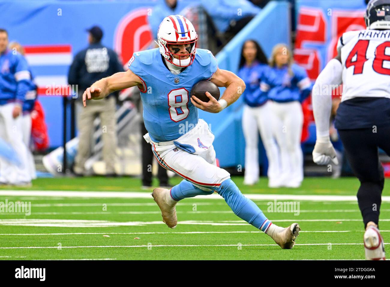 Tennessee Titans quarterback Will Levis (8) runs against the Houston ...