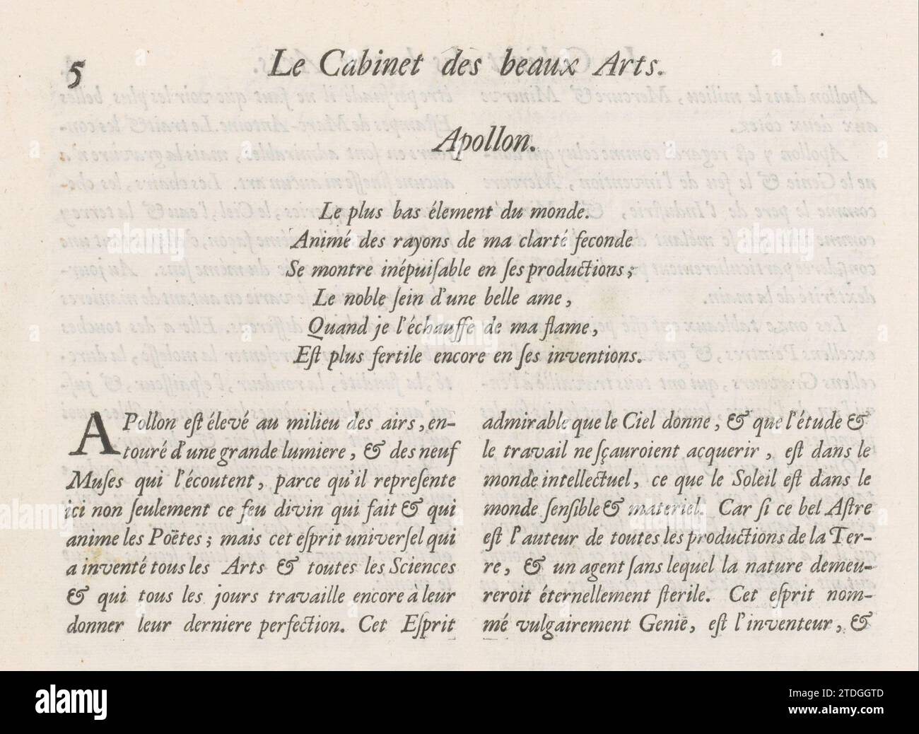 Text sheet with explanation of the print with Apollo, p. 5, 1695 ...