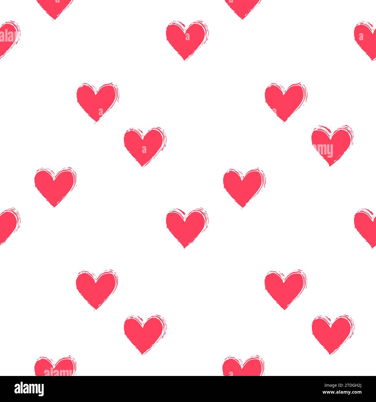 Seamless heart pattern hand painted with ink brush. Vintage style ...