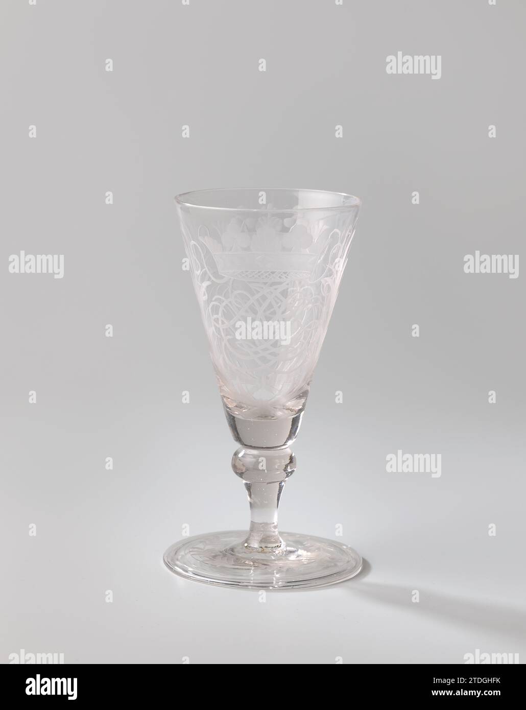 Chalice glass with twice the crowned monogram AVA between palm branches ...