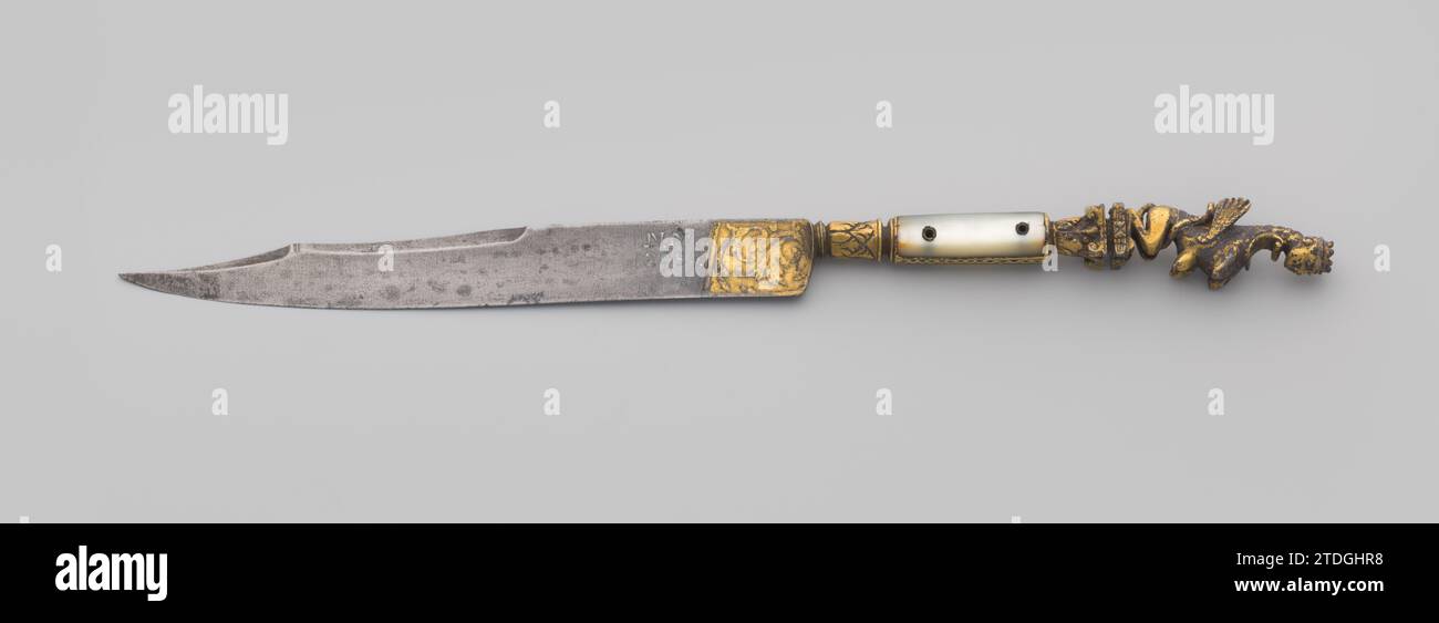 Knife with gilded handle inlaid with mother -of -pearl, anonymous, 1500 ...