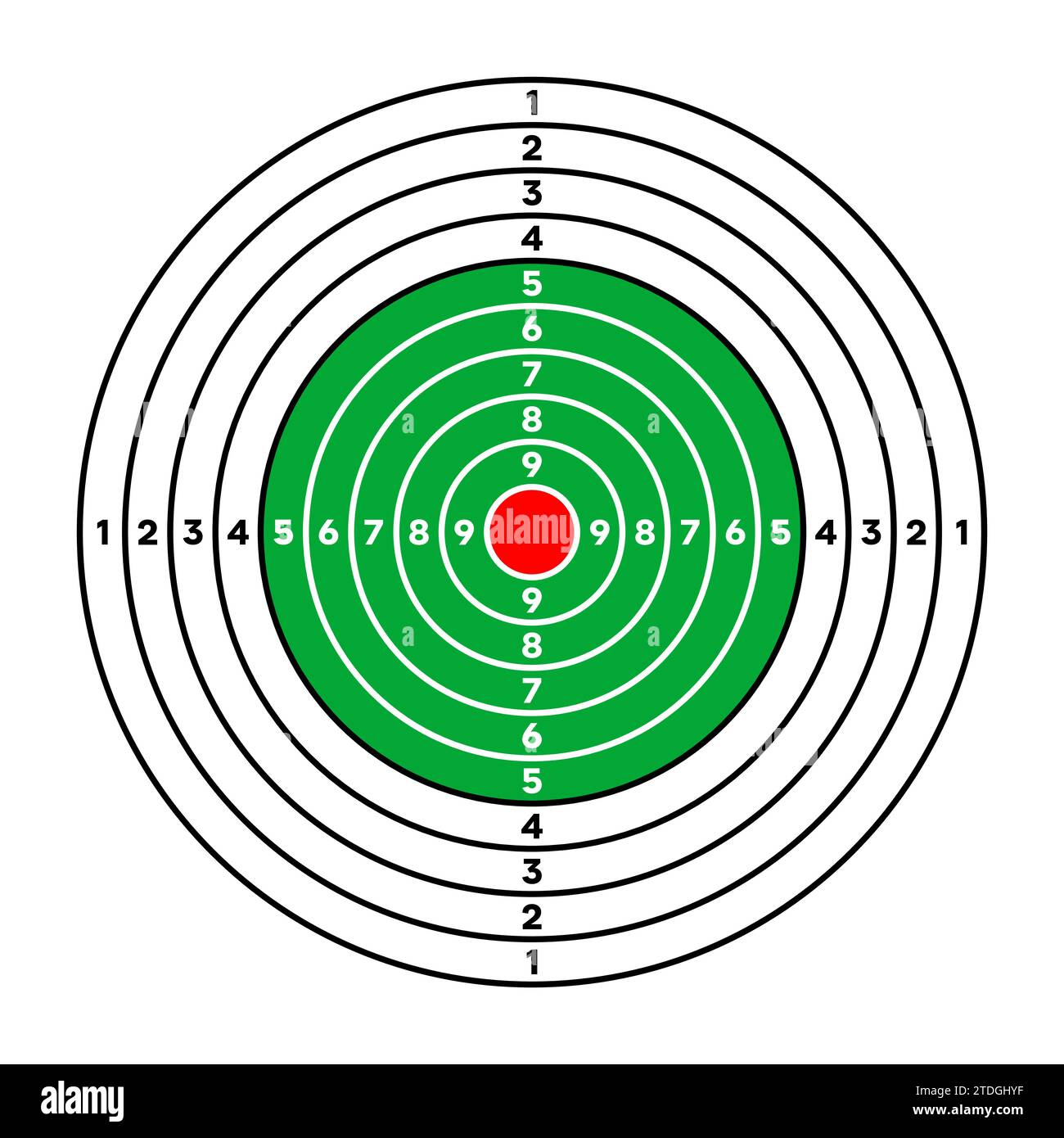 Shooting range paper target with divisions, marks and numbers. Archery ...