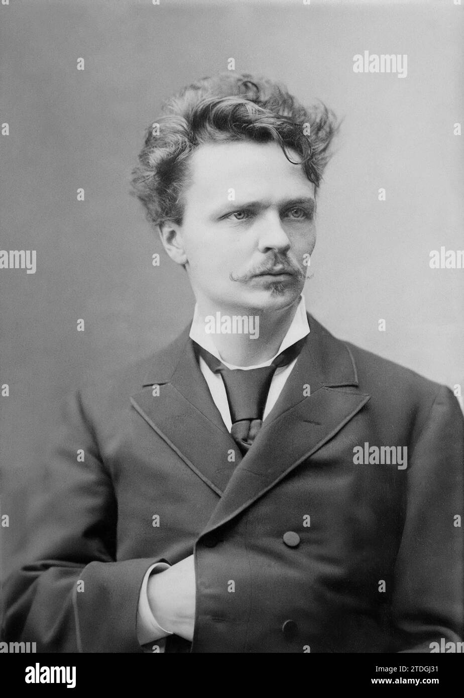 Portrait of Swedish author August Strindberg. Year: 1881. Photographer ...