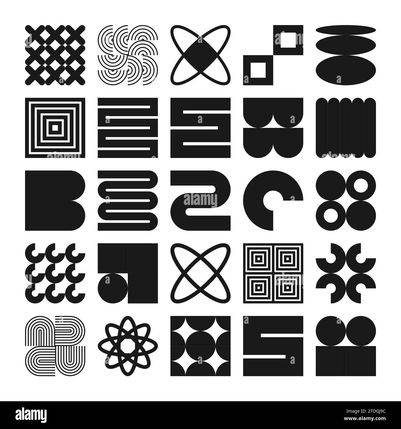 Brutalist geometric shapes, symbols. Simple primitive elements and ...