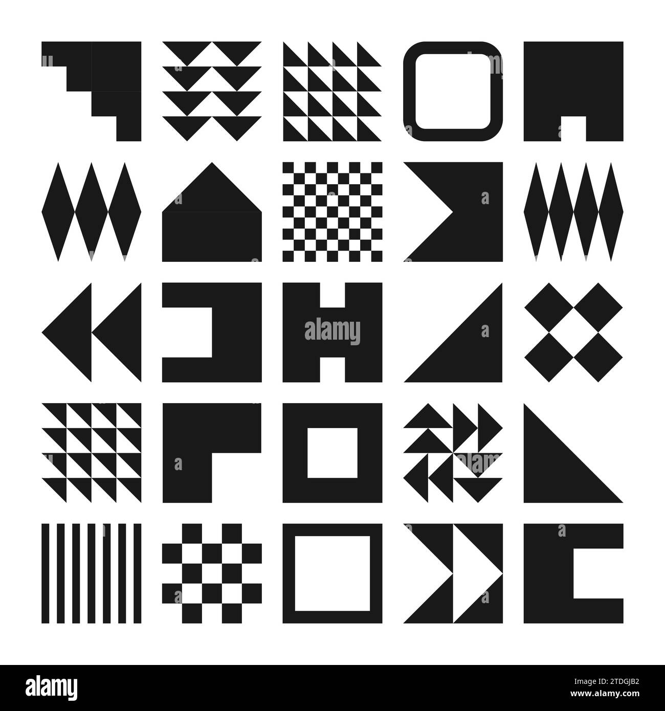 Brutalist geometric shapes, colorful symbols. Simple primitive elements and forms. Bauhaus retro ...