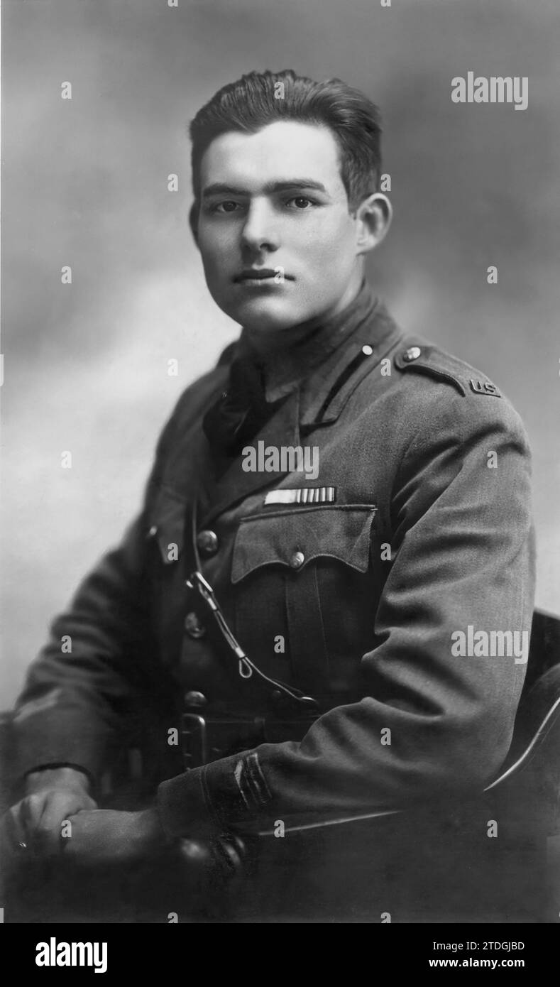 Portrait of Ernest Hemingway as an American Red Cross volunteer during ...