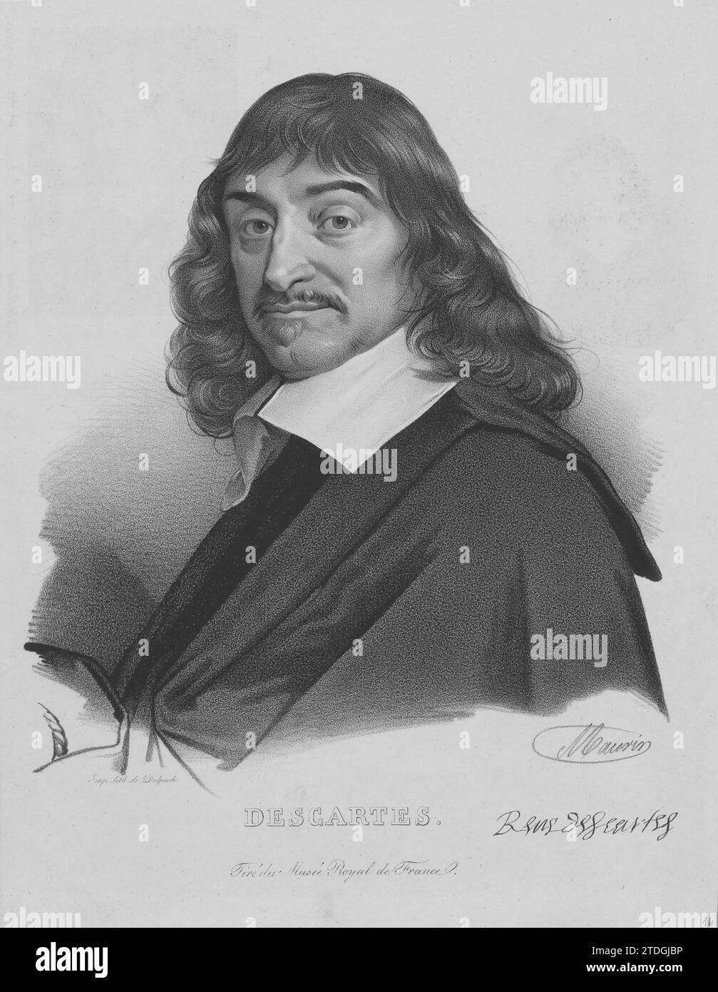 A portrait of René Descartes. Published 1820. Artist: Antoine Maurin ...